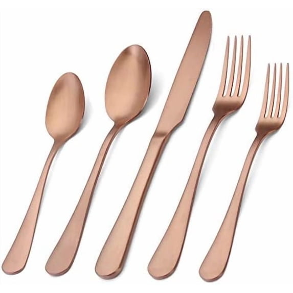 Matte Rose Gold Silverware Set , Satin Finish 20-Piece Stainless Steel ...