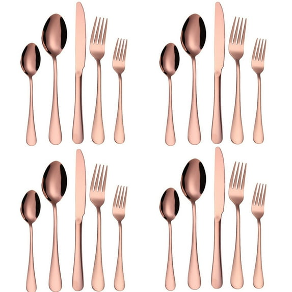 Matte Rose Gold Stainless Steel Flatware Set For Home Kitchen 20PCS ...