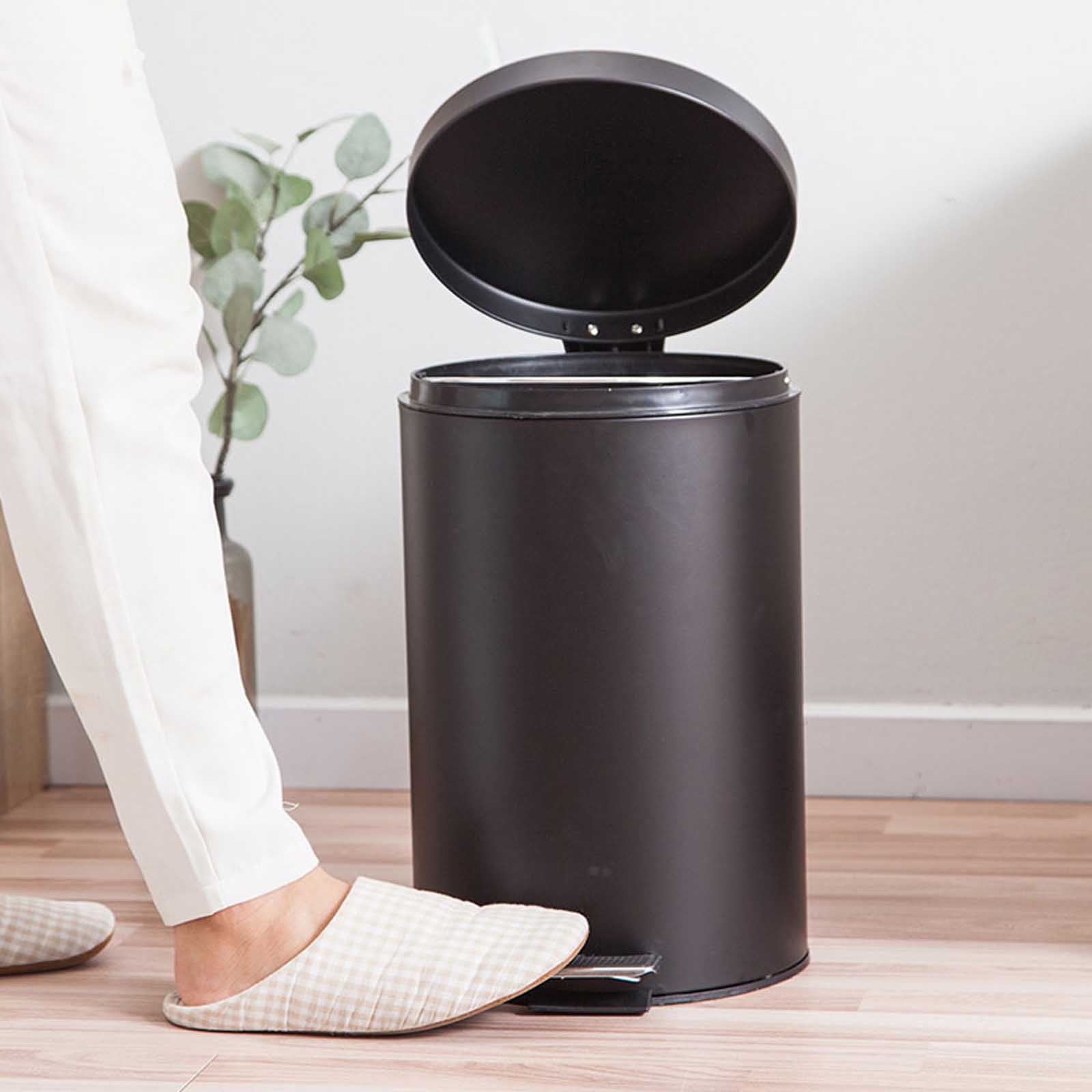 Matte Round Flip-top Garbage Can Household Kitchen Living Room Foot ...