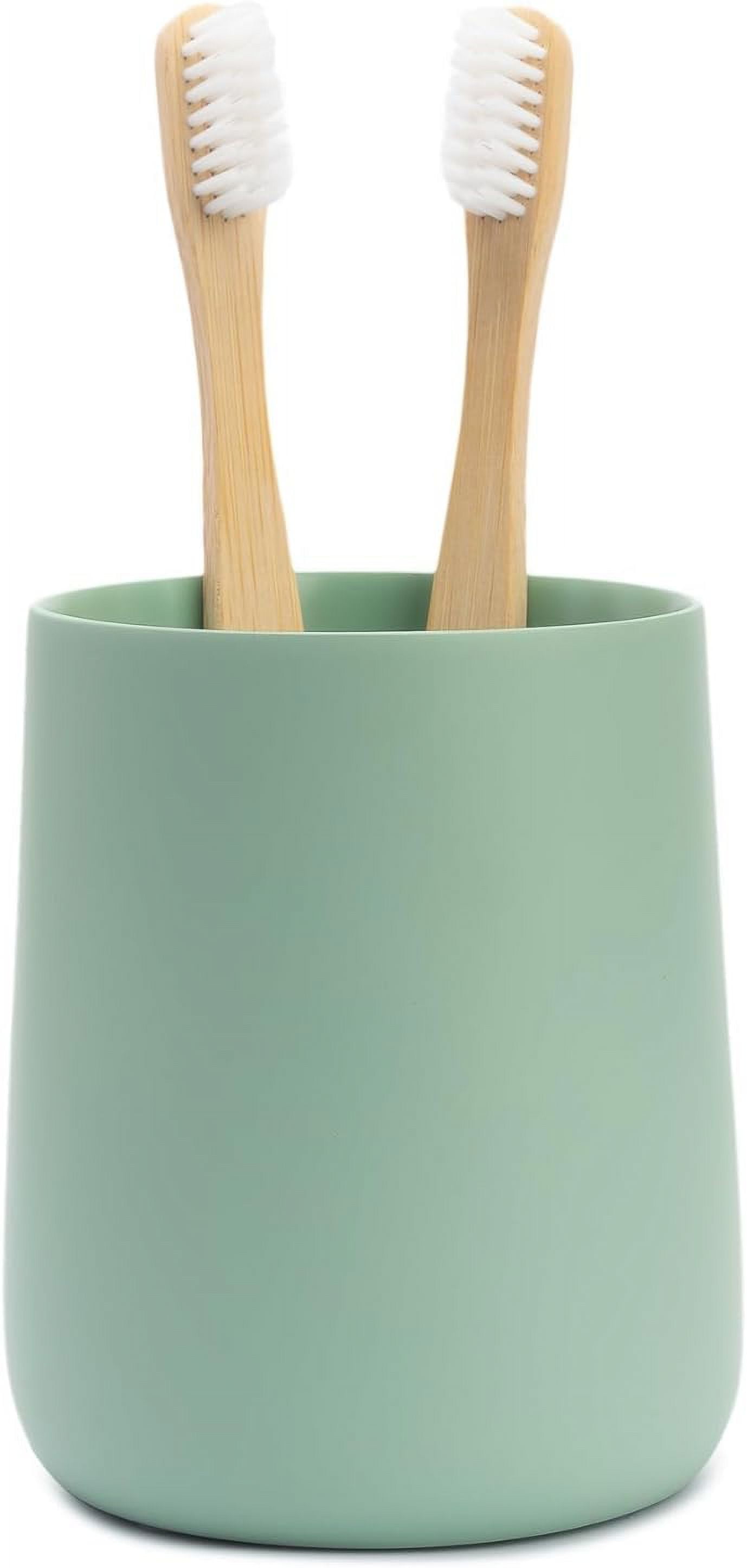 Matte Sage Green Toothbrush and Toothpaste Holder and Cup for Bathroom ...