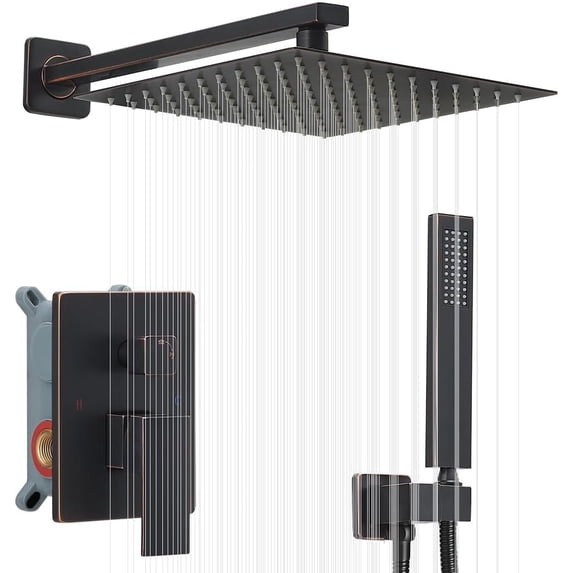 Matte Shower System Inch Bathroom Rain Mixer Shower Set Wall Mounted ...