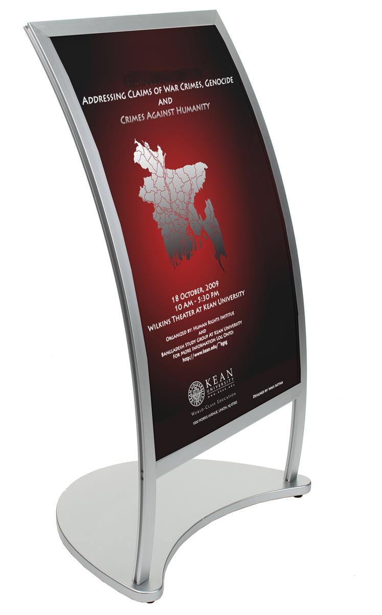 Matte Silver Finish Aluminum Curved Poster Stand, Single-Sided 24 x 36 ...