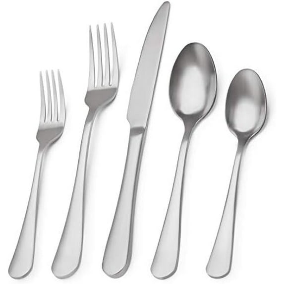 Matte Silverware Set, 20-Piece Stainless Steel Flatware Set,Kitchen ...