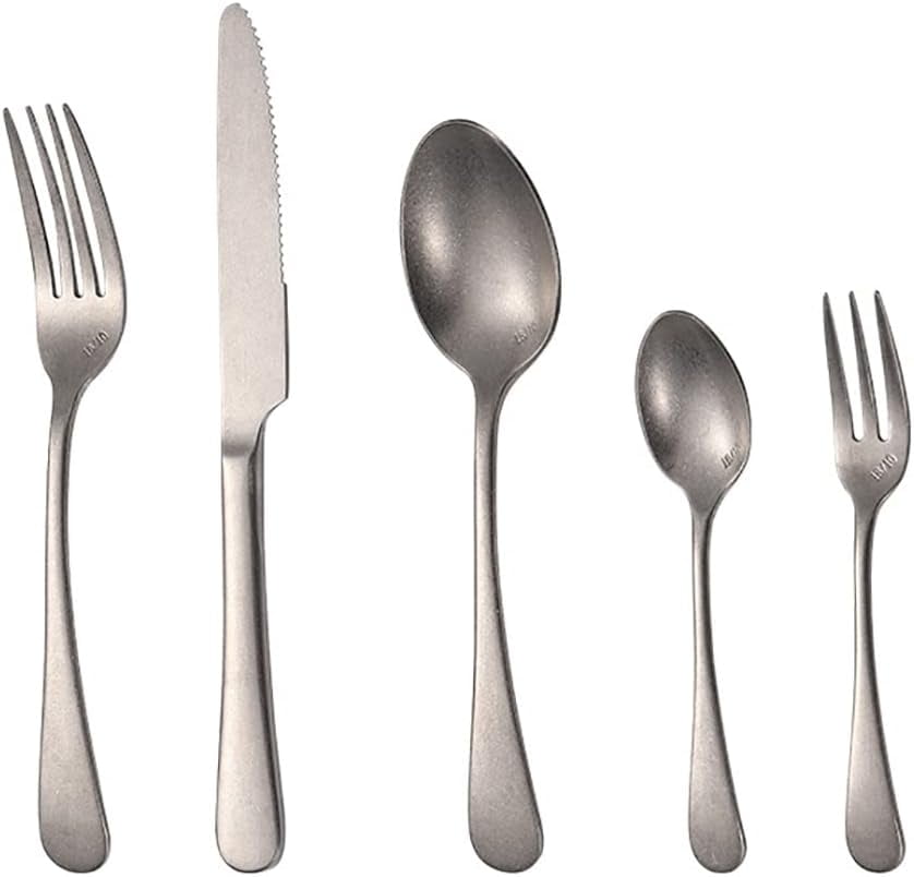 Matte Silverware Set 50 Piece Cutlery Set for 10 Premium 18/10 ...
