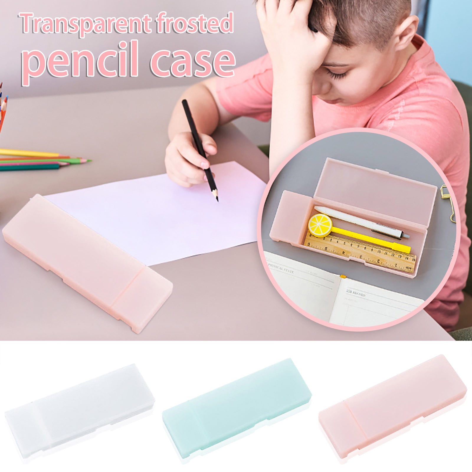 Matte Storage Pencil Box, Translucent Undergraduate Desk Organizer ...