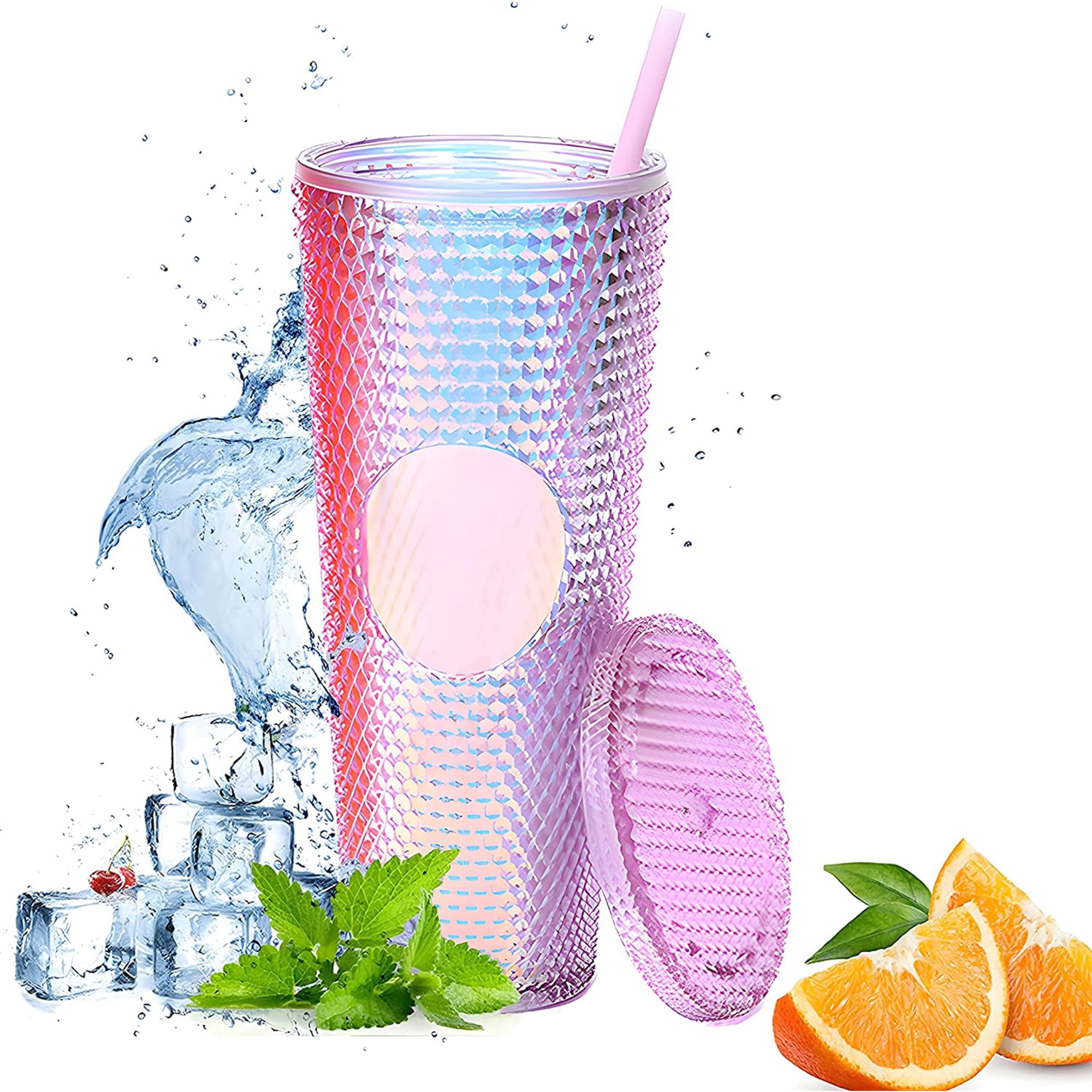 Matte Studded Cups,Tutuviw 24oz Studded Double Wall Plastic Tumblers ...