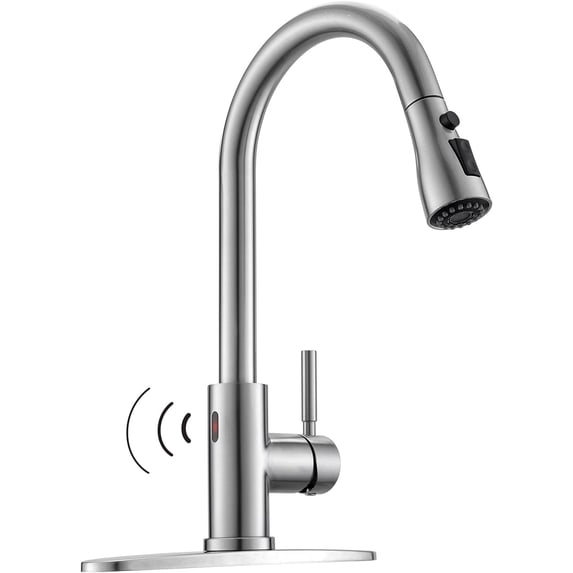Matte Touchless Kitchen Faucet with Pull Down Sprayer - Motion Sensor ...