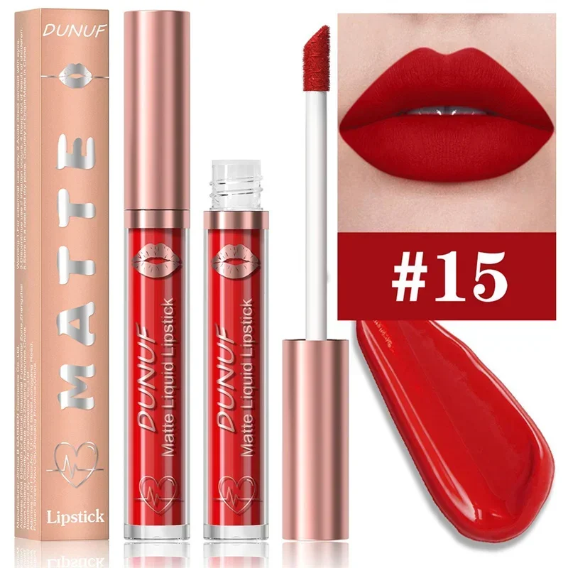 Matte Velvet Lip Gloss Dark Red Brown Lip Glaze Long Lasting Waterproof ...