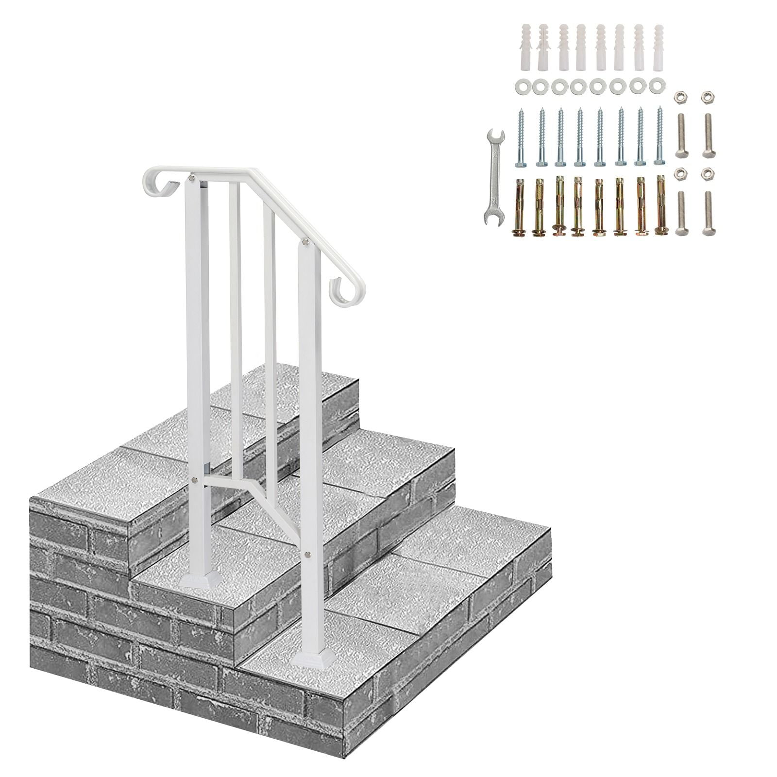 Matte White Galvanized Iron Stair Handrail Outdoor Step Railing Heavy ...