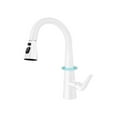 Matte White Pull Out Kitchen Faucet, 360 Rotation Brass Stream Sprayer ...