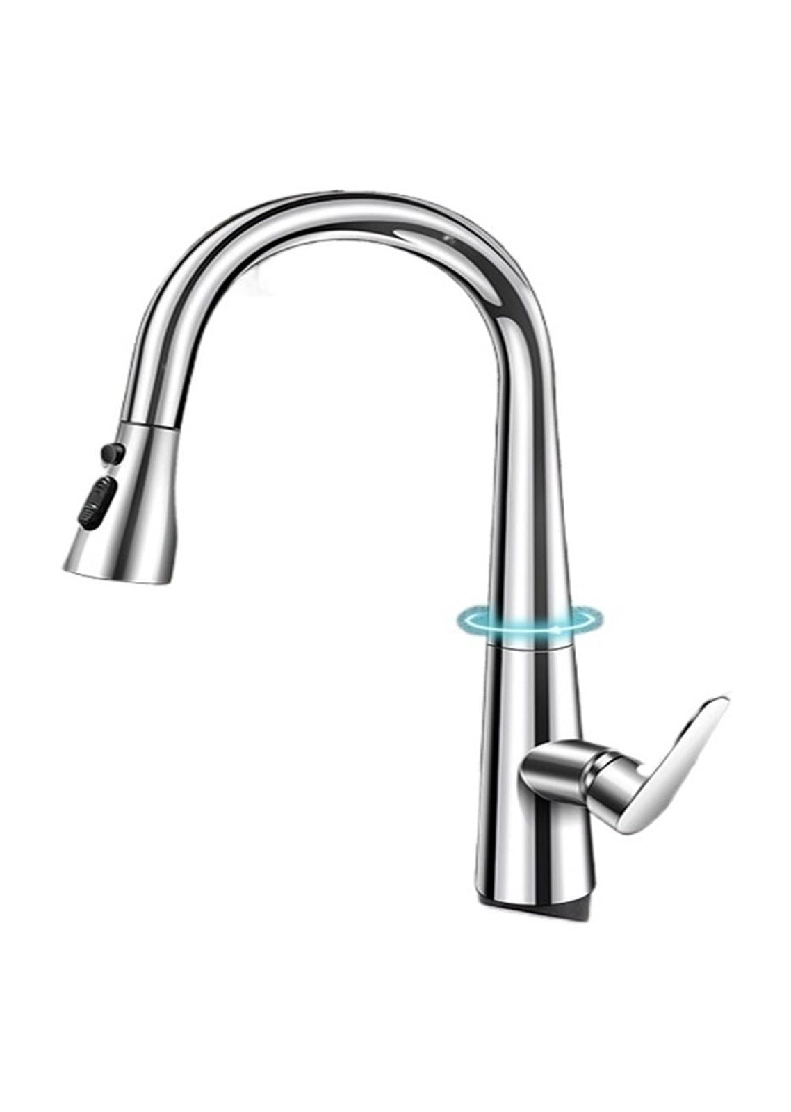 Matte White Pull Out Kitchen Faucet, 360 Rotation Brass Stream Sprayer ...