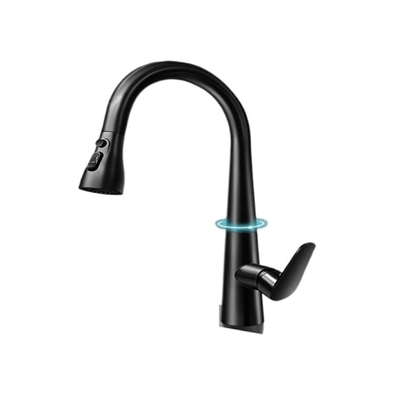 Matte White Pull Out Kitchen Faucet, 360 Rotation Brass Stream Sprayer ...