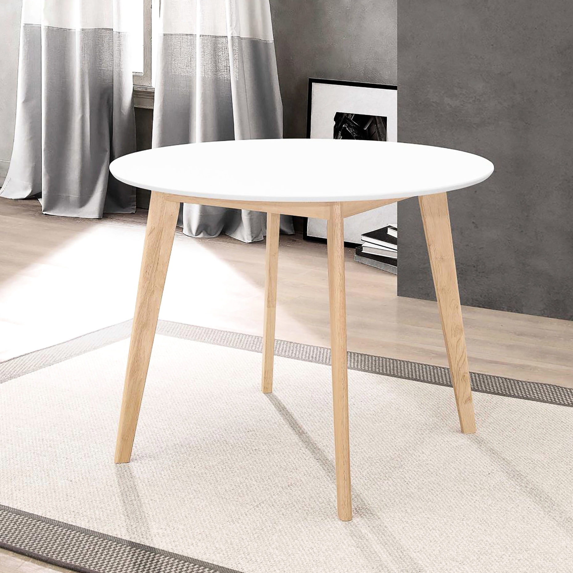 Matte White Round Dining Table+Bold Angled Legs"-"Kitchen Dining Nook ...