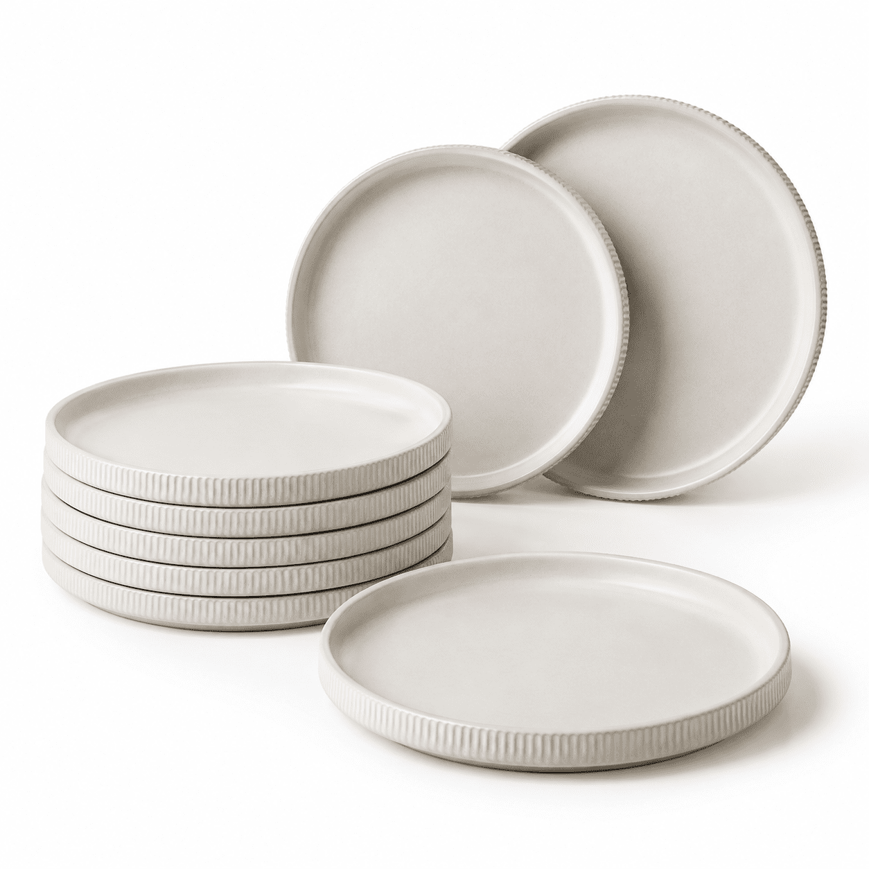 Matte White Set for 4 | Double Plates, 8 Ceramic Dinnerware Set ...