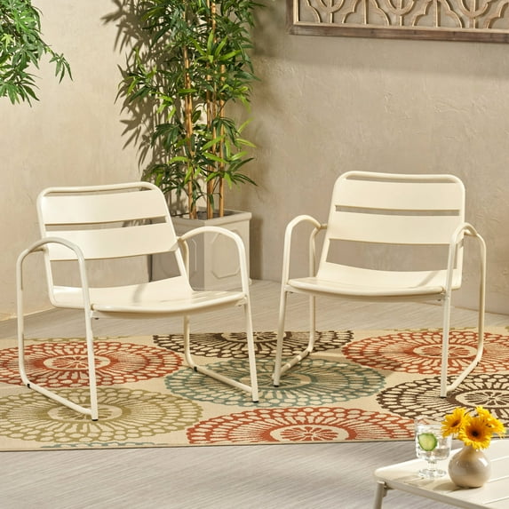 Matte white powder-coated iron | Ideal for backyard or patio seating ...