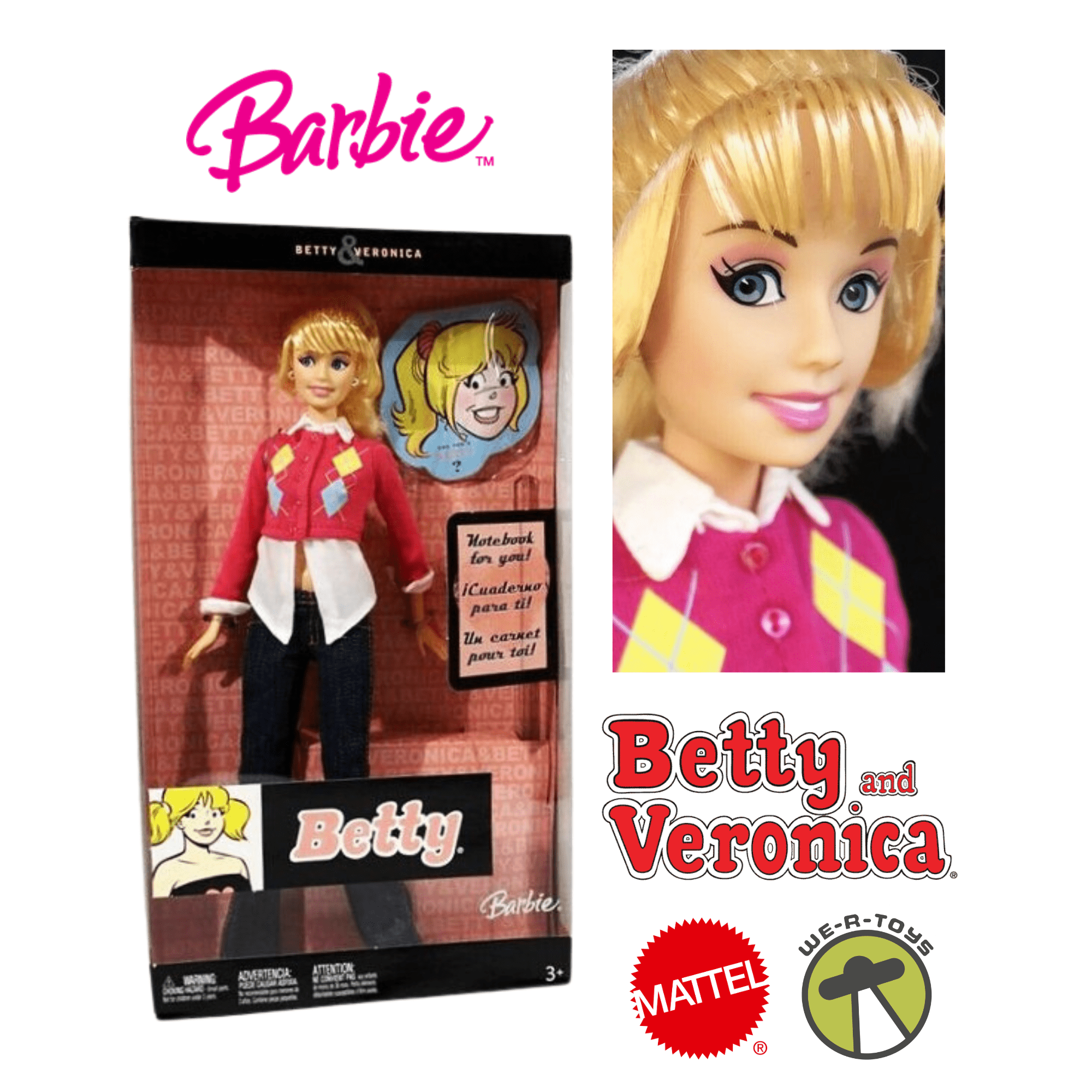 Mattel's Archie Comics Barbie as Betty Doll with Notebook, Ideal Gift ...
