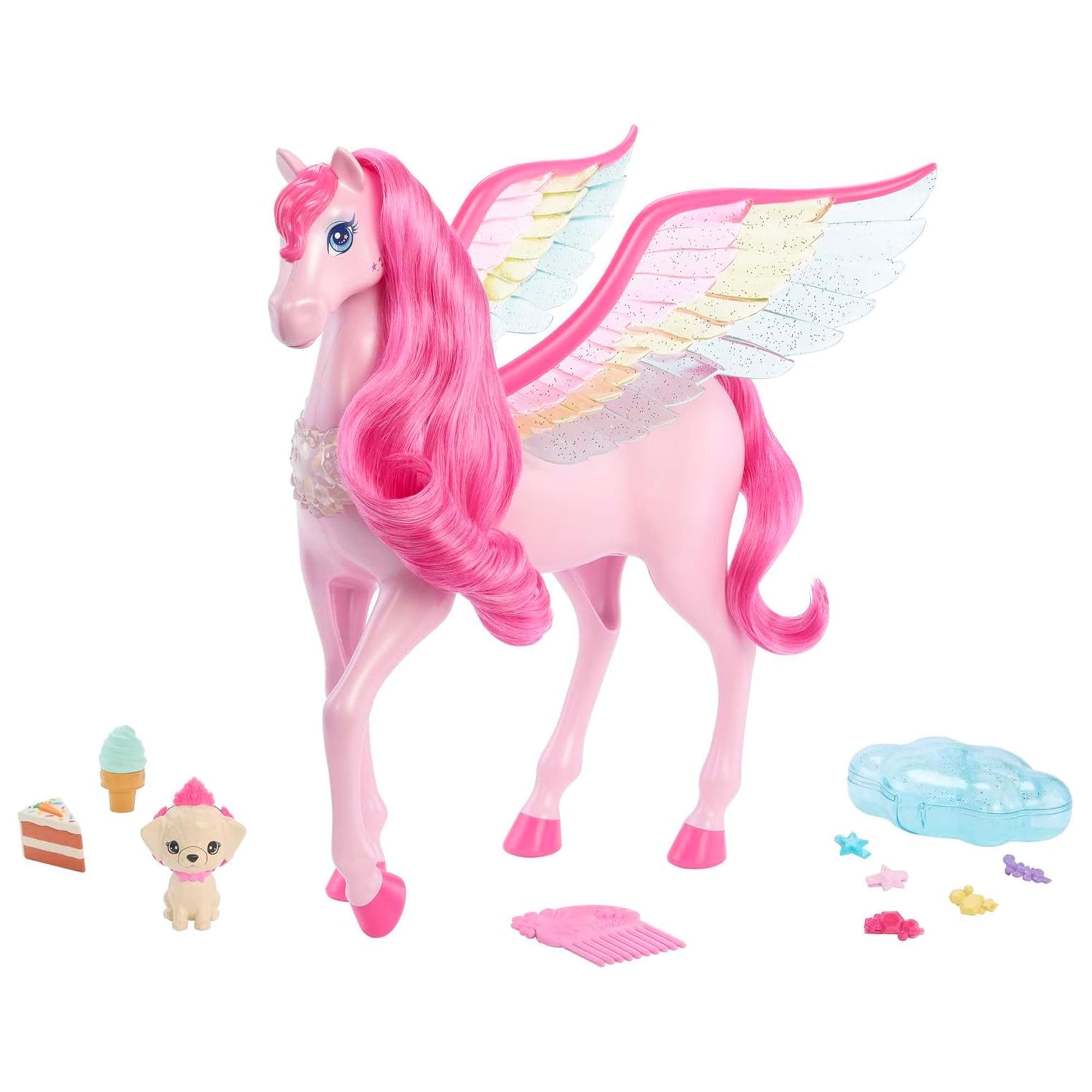 Mattel Barbie A Touch of Magic Winged Pegasus and Puppy Toy Pink Doll ...