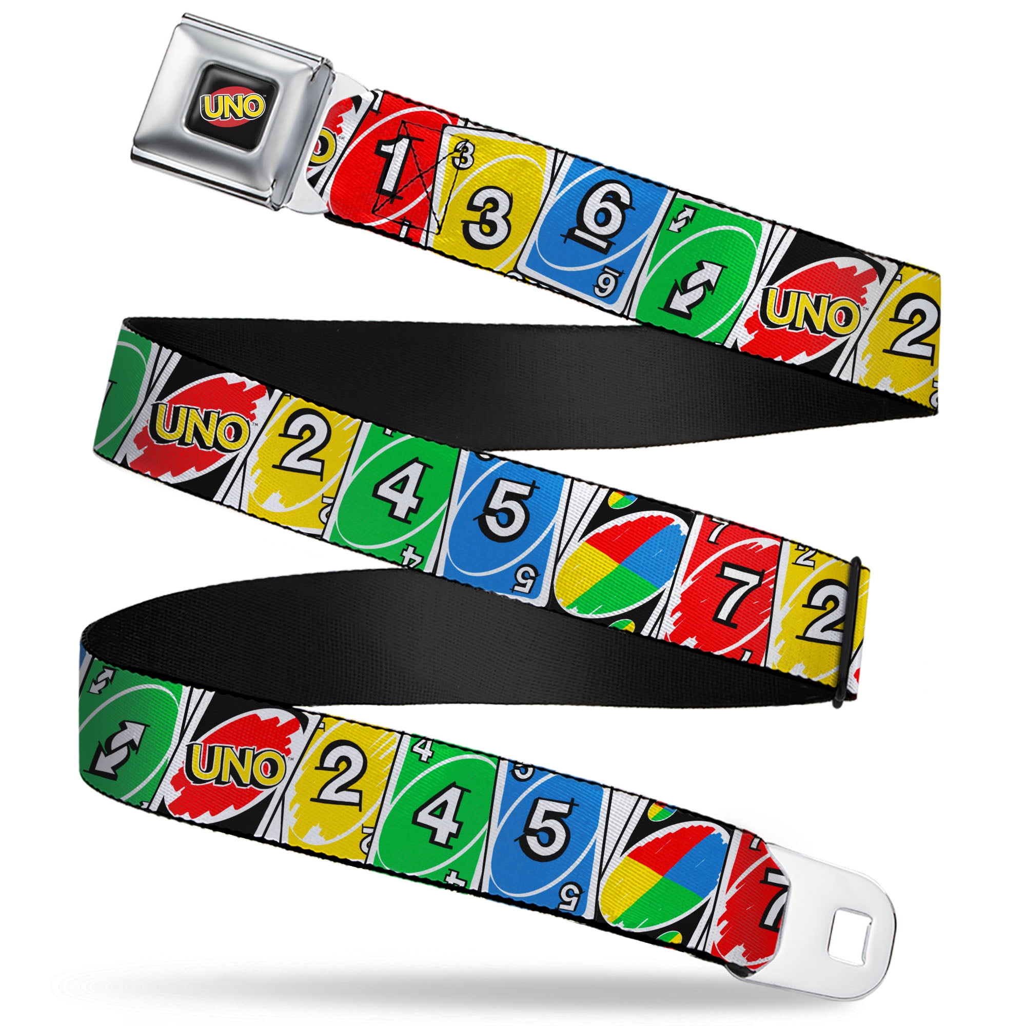 Mattel Belt, Seatbelt Buckle Belt, UNO Cards Lineup Stack Multi Color ...