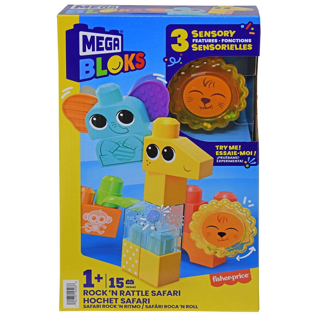 Mattel DDC Mega Blocks Rock N Rattle Safari Building Block Set ...