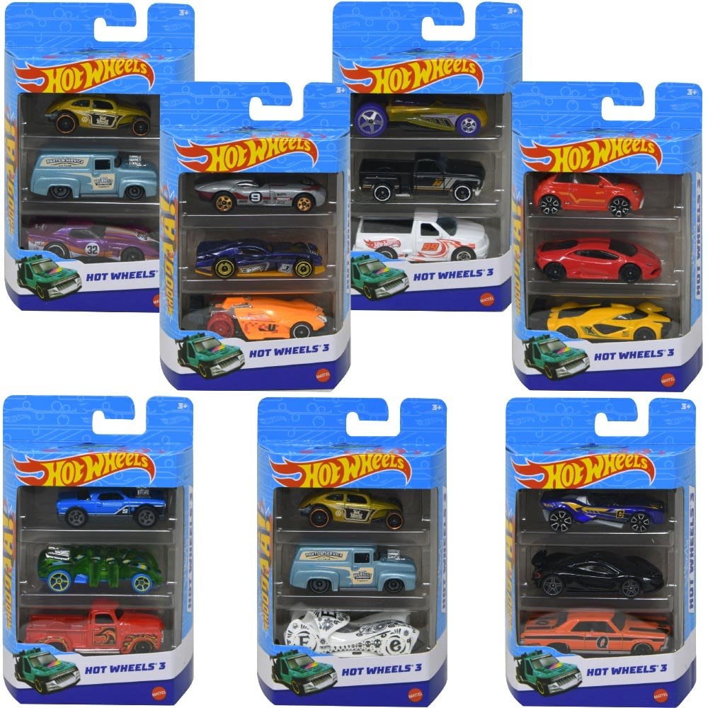 Mattel DP Hot Wheels 3pk. Die Cast Vehicles- SHIP 1 SET RANDOMLY ...