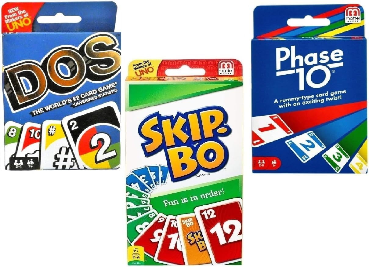 Mattel Dos, Phase 10 and Skip-Bo Card Game, Combo Pack of 3 - Walmart.com