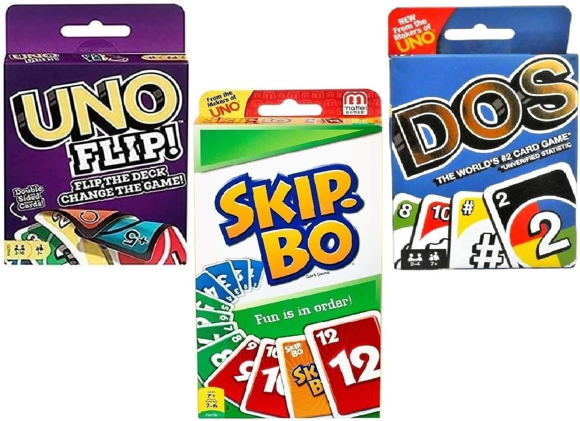 Mattel Flip, Dos and Skip-Bo Card Game, Combo Pack of 3 - Walmart.com