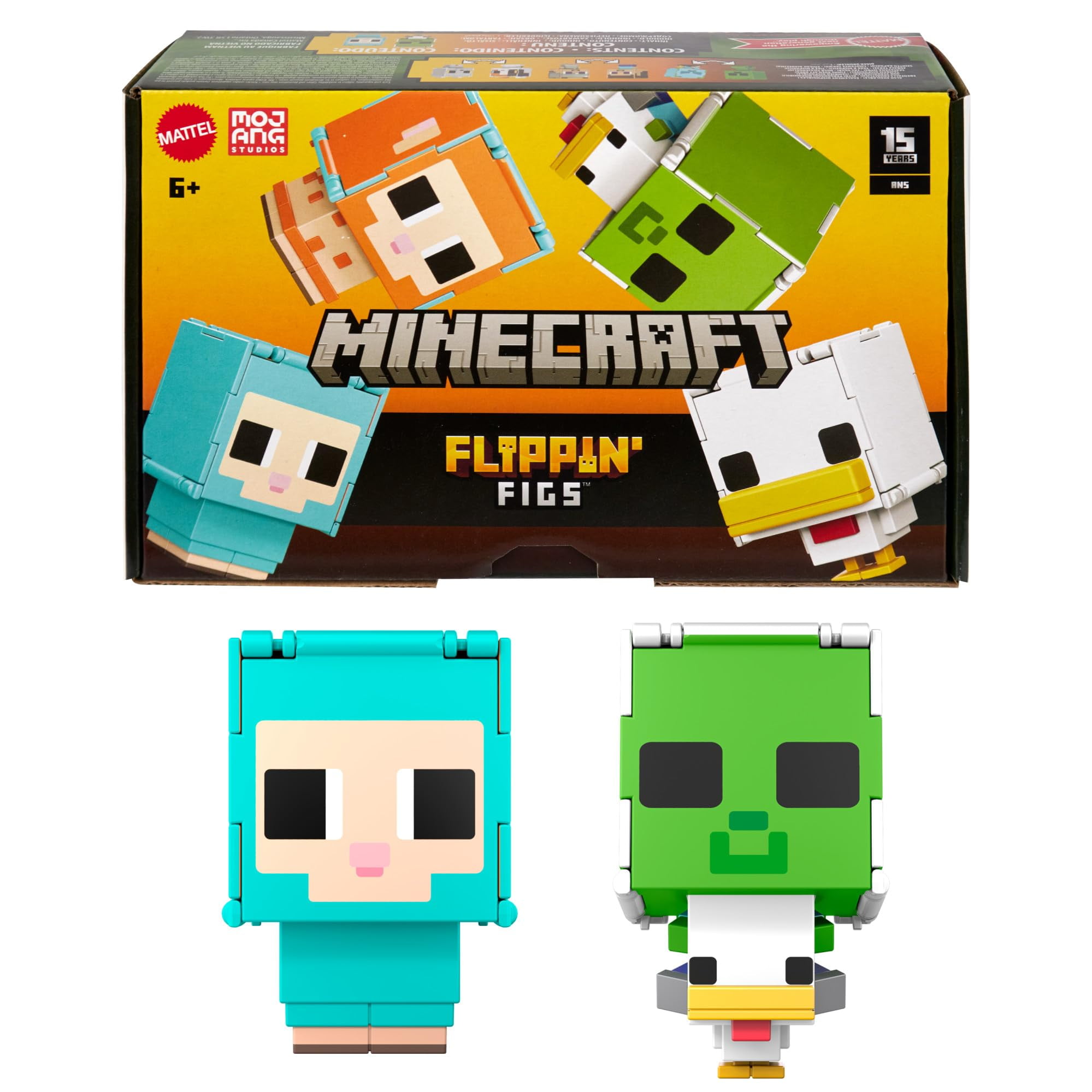 Mattel Flippin' Figs 4+ Minecraft Action Figure, 2.5 inches, 2 Count ...