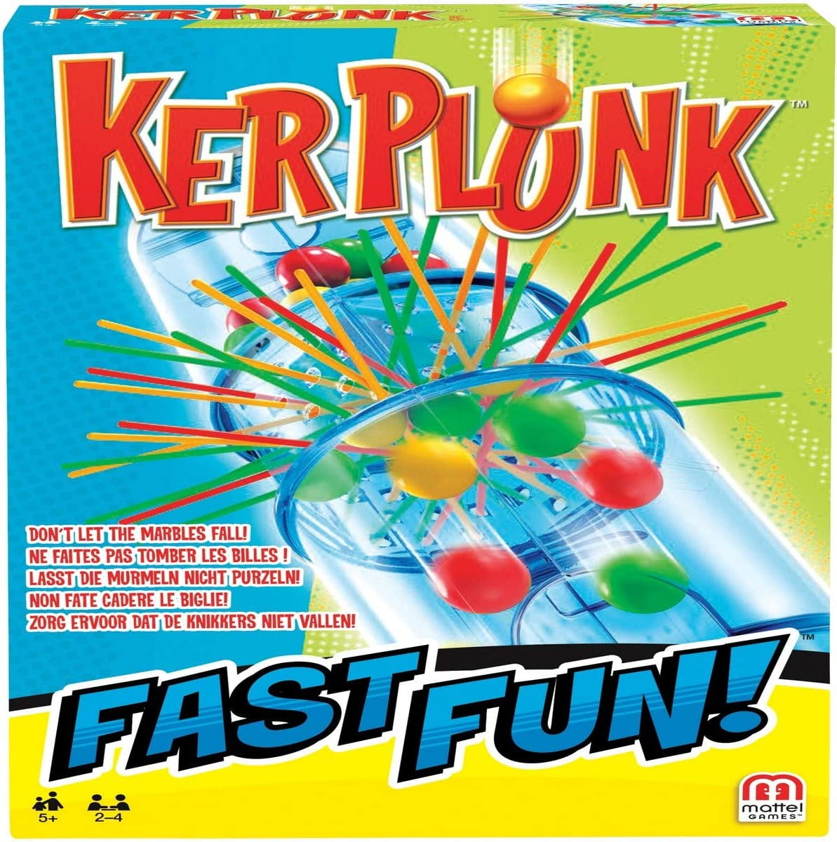 Mattel Games Fast Fun Blokus/Kerplunk, Two Player Game, Playing Time ...