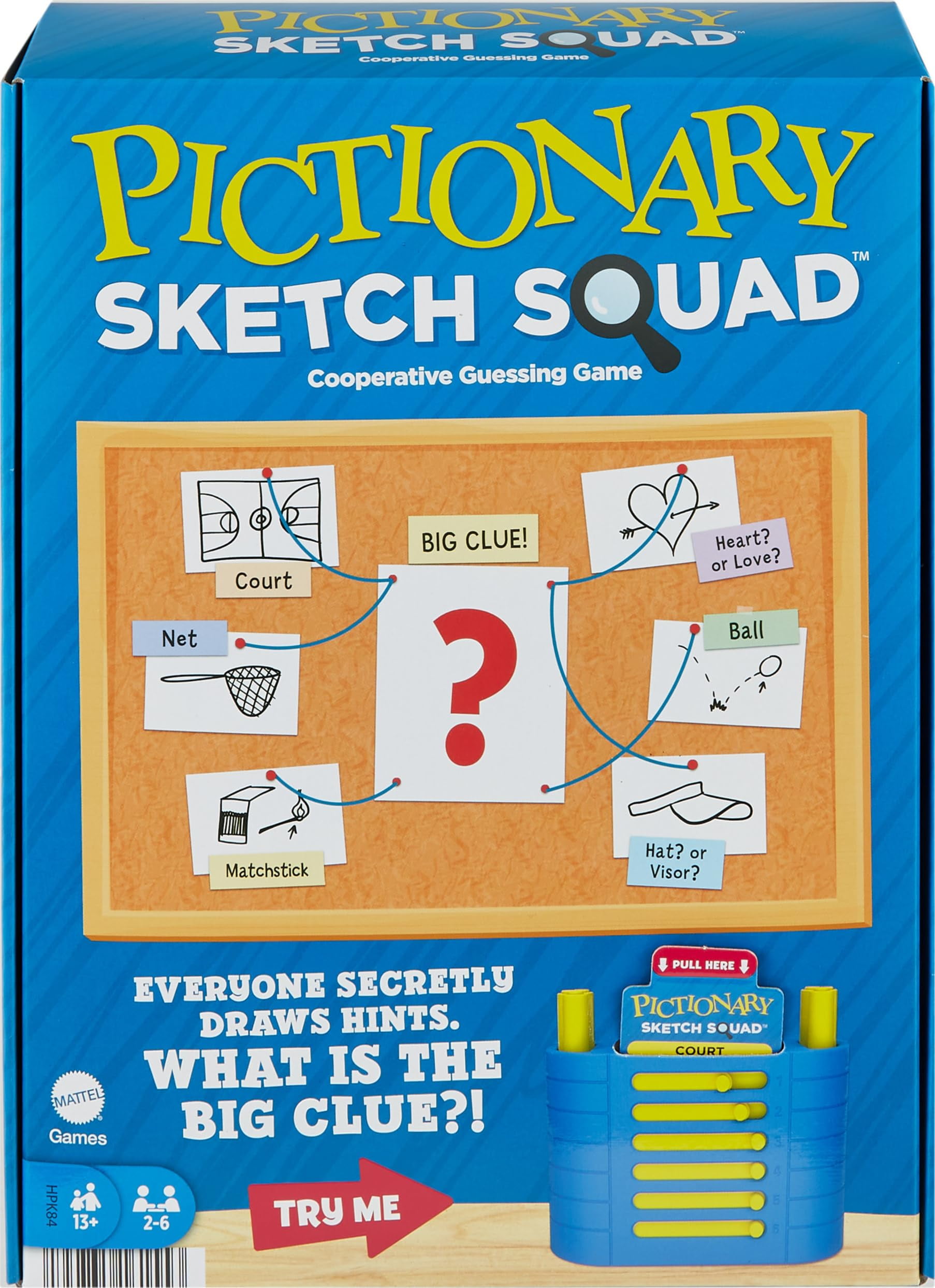 Mattel Games Pictionary Sketch Squad Cooperative Party Game with Clues ...