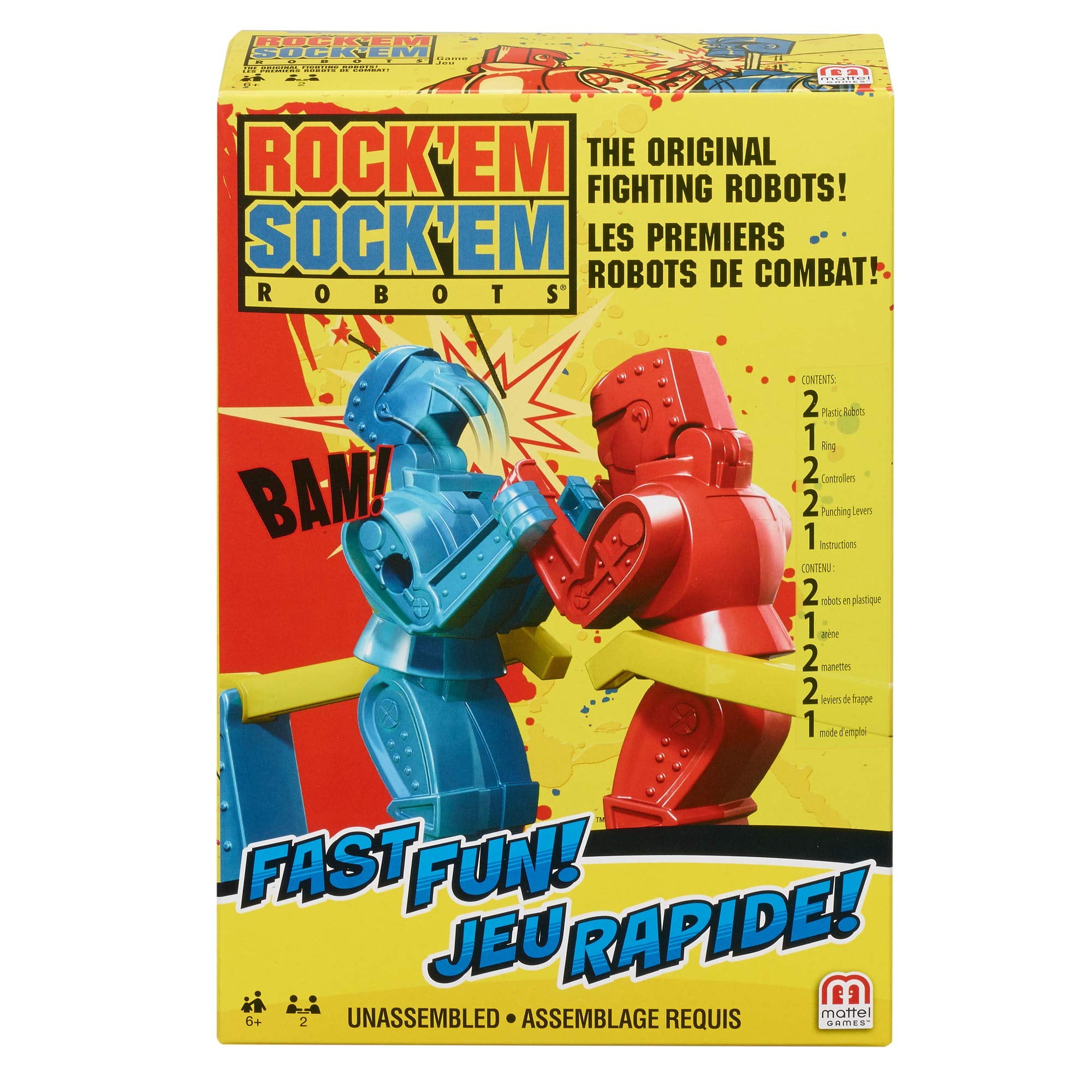 Mattel Games Rock 'Em Sock 'Em Robots Boxing Game for 2 Players Ages 6 ...