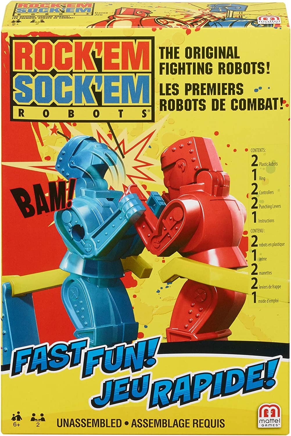 Mattel Games Rock 'Em Sock 'Em Robots Boxing Game for 2 Players Ages 6 ...