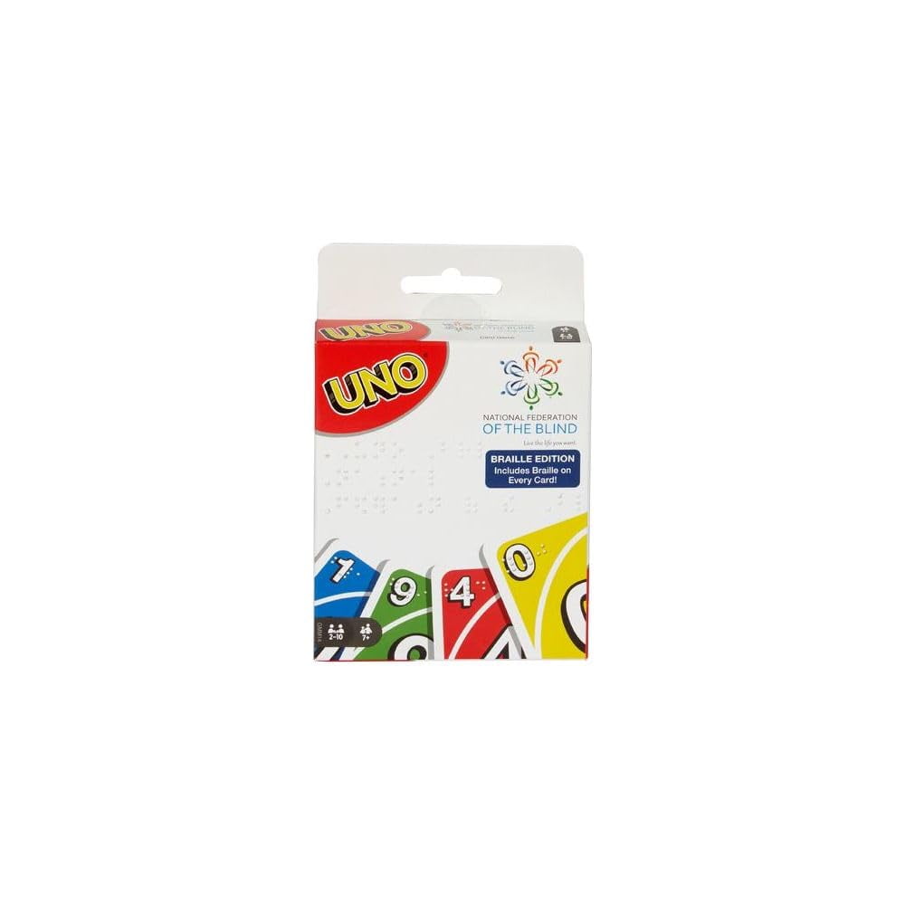 Mattel Games UNO Braille DHF10 Family Card Game for Blind and Low Vision Players, with 112 Card ...