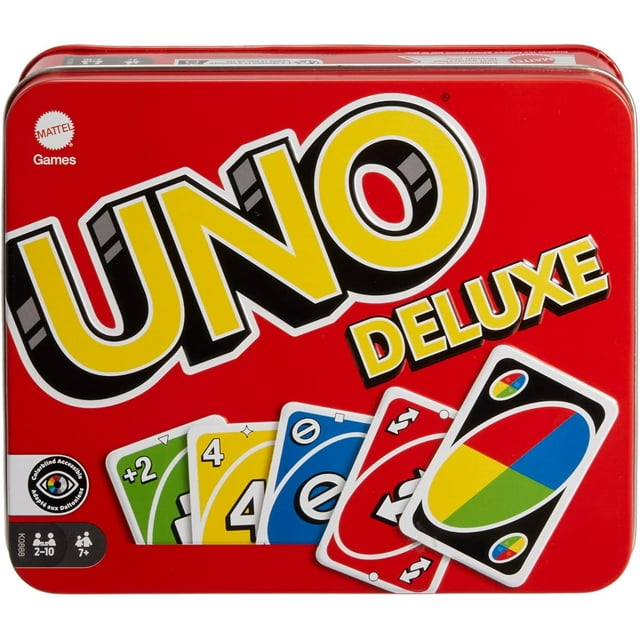 Mattel Games Uno Deluxe Card Game - Premium Iconic Tin Set for Family ...