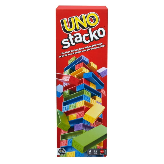 UNO Stacko Game for Kids & Family with 45 Colored Stacking Blocks ...