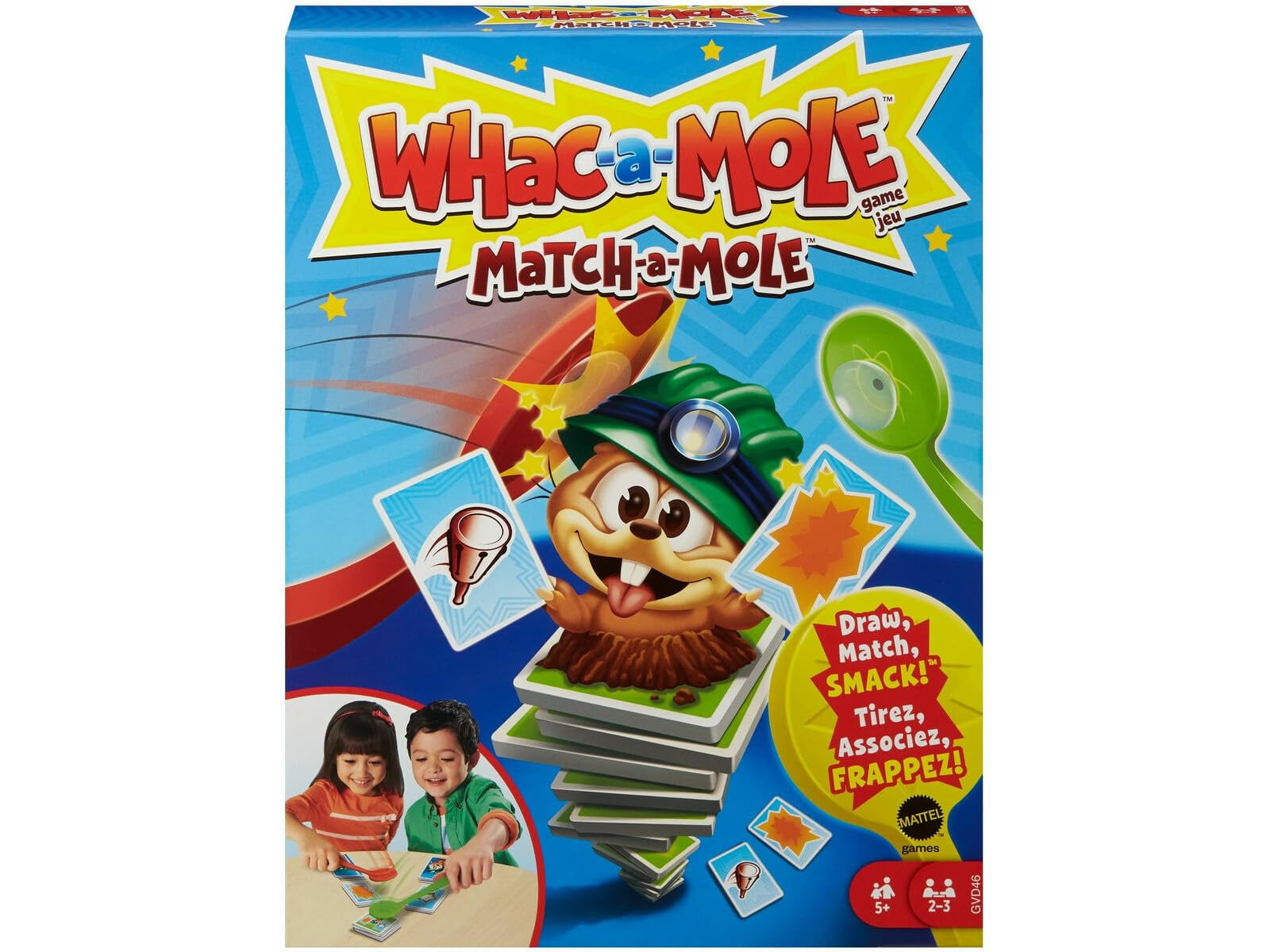Mattel Games WHAC-A-MOLE Match-A-MOLE KEF16 Kids Card Matching Game ...