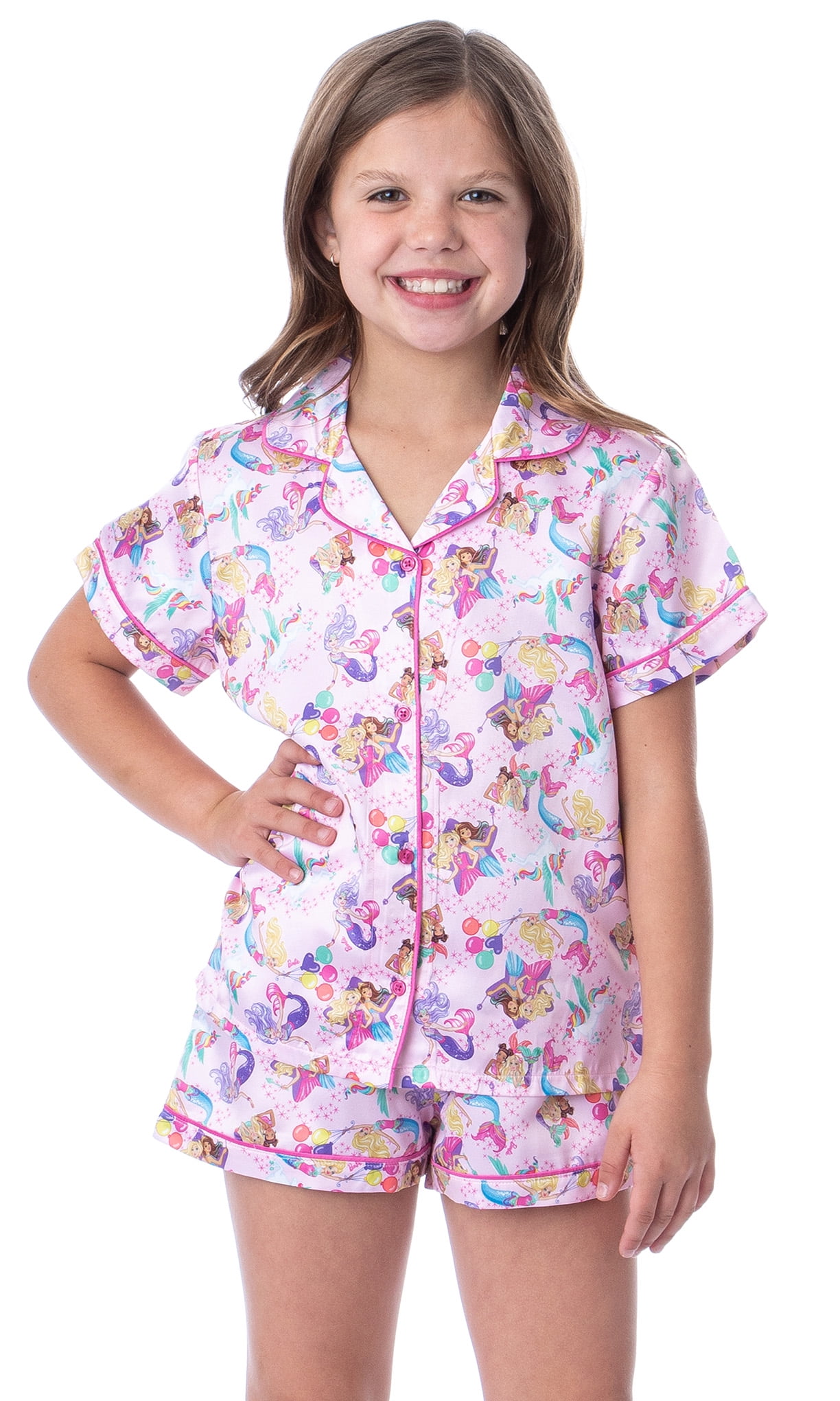 Mattel Girls' Barbie Fantasy Mermaid Princess Sleep Pajama Set Shorts ...