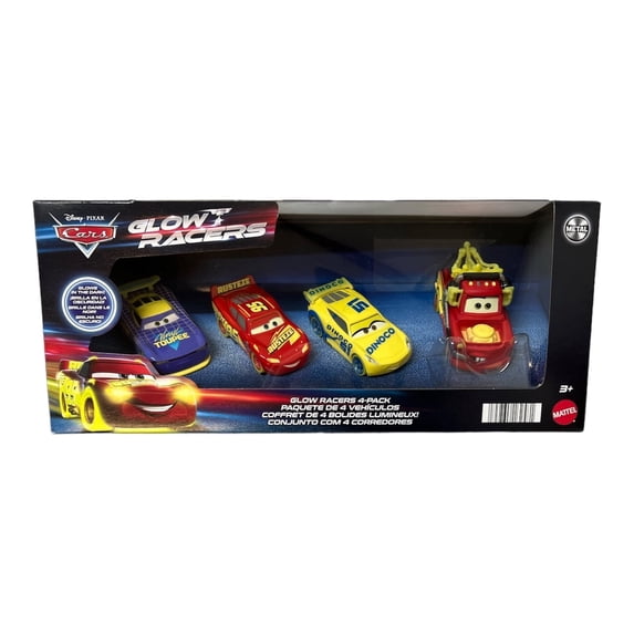 Disney Pixar Cars Glow Racers Diecast Vehicles 4pk - Lightning McQueen ...