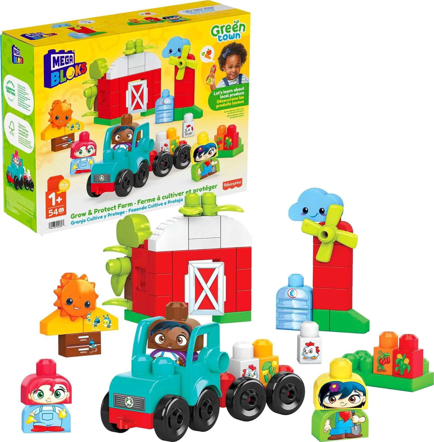 Mattel Green Town Plastic Fisher-Price Toddler Interlocking Building ...