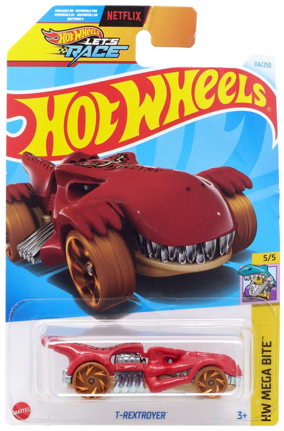 Mattel Hot Wheels Mega Bite T-Rextroyer Diecast Car Play Vehicle, 3 ...