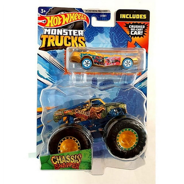 Mattel - Hot Wheels Monster Truck & Car - CHASSIS SNAPPER & CRUSHED ...