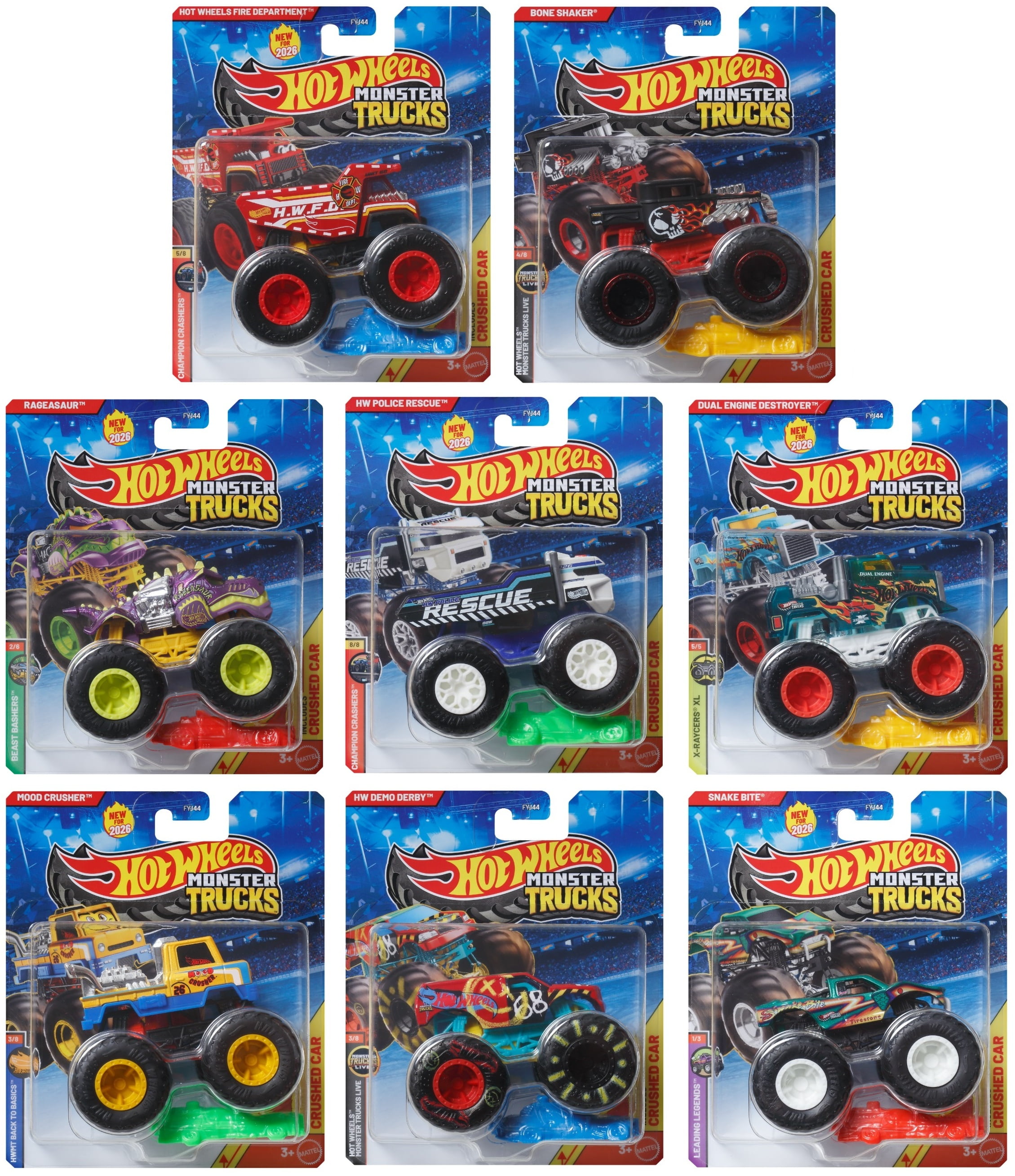 Mattel - Hot Wheels Monster Trucks 1:64 8-Piece B Assortment - Walmart.com