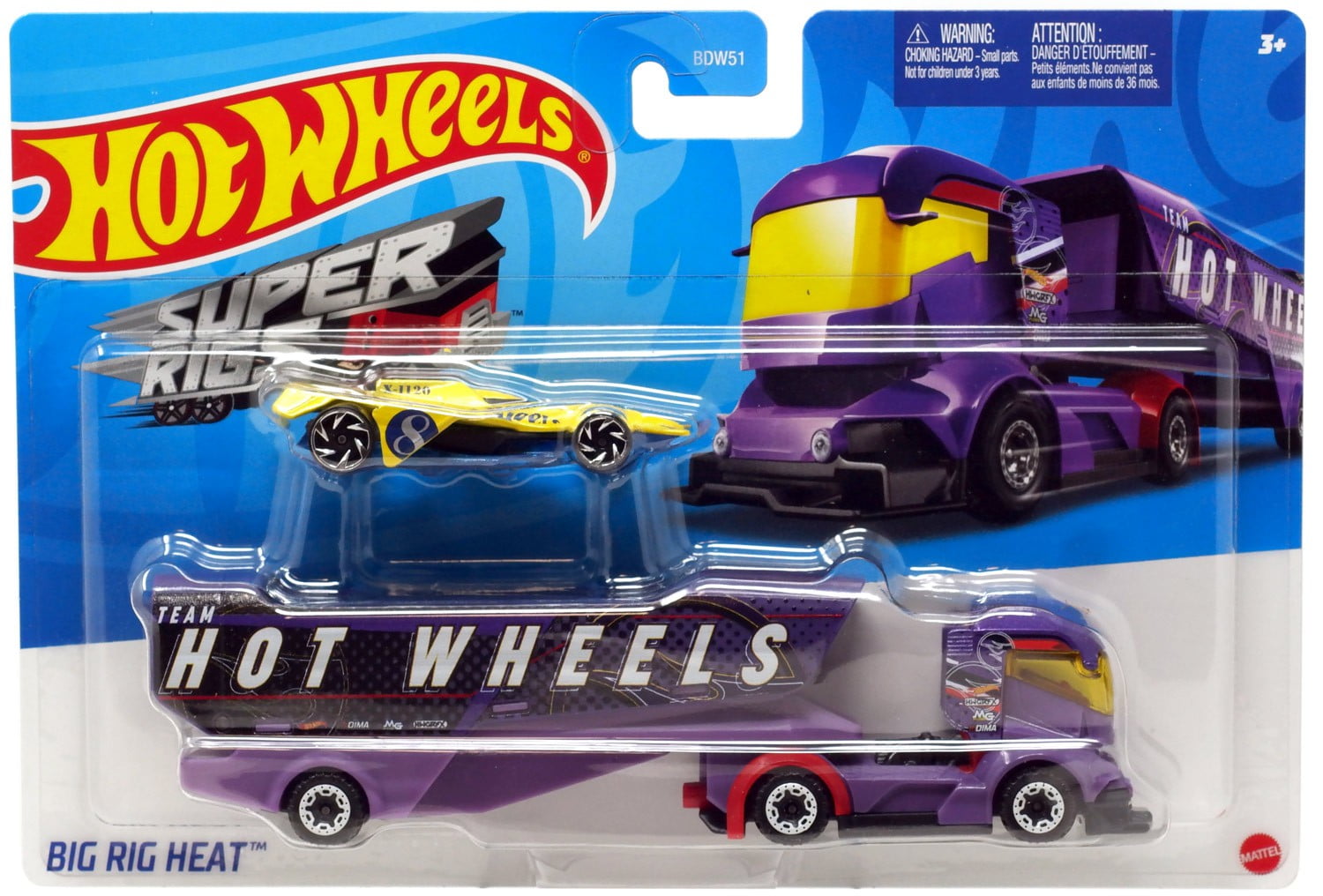 Mattel Hot Wheels Super Rigs Car and Truck Play Vehicles,Purple, 2 ...