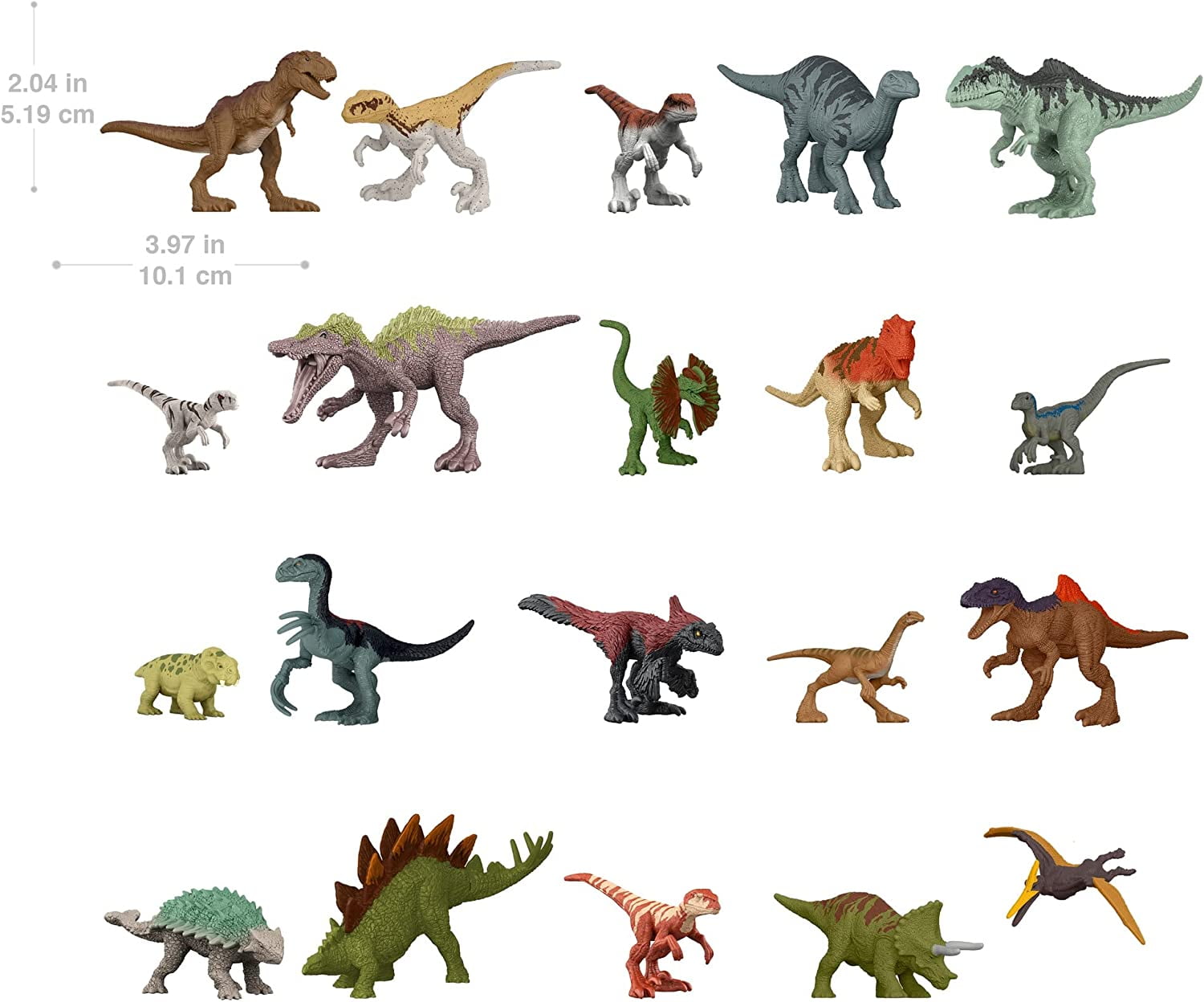 Jurassic World Mini Dinosaur 20pcs by Mattel, Age 3+, 1.125in Scale ...