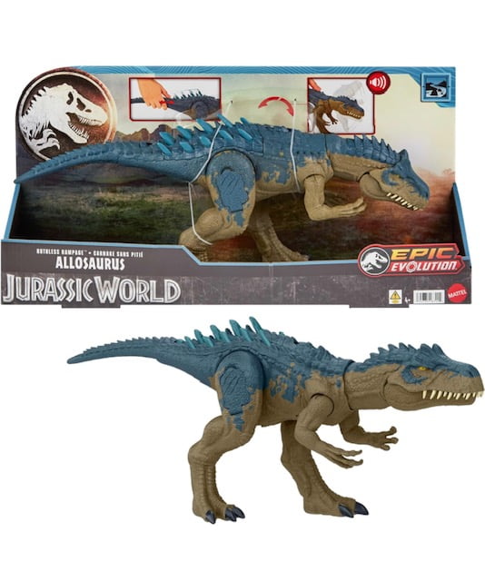 Mattel Jurassic World Ruthless Rampagin Allosaurus Dinosaur Toy, Epic ...