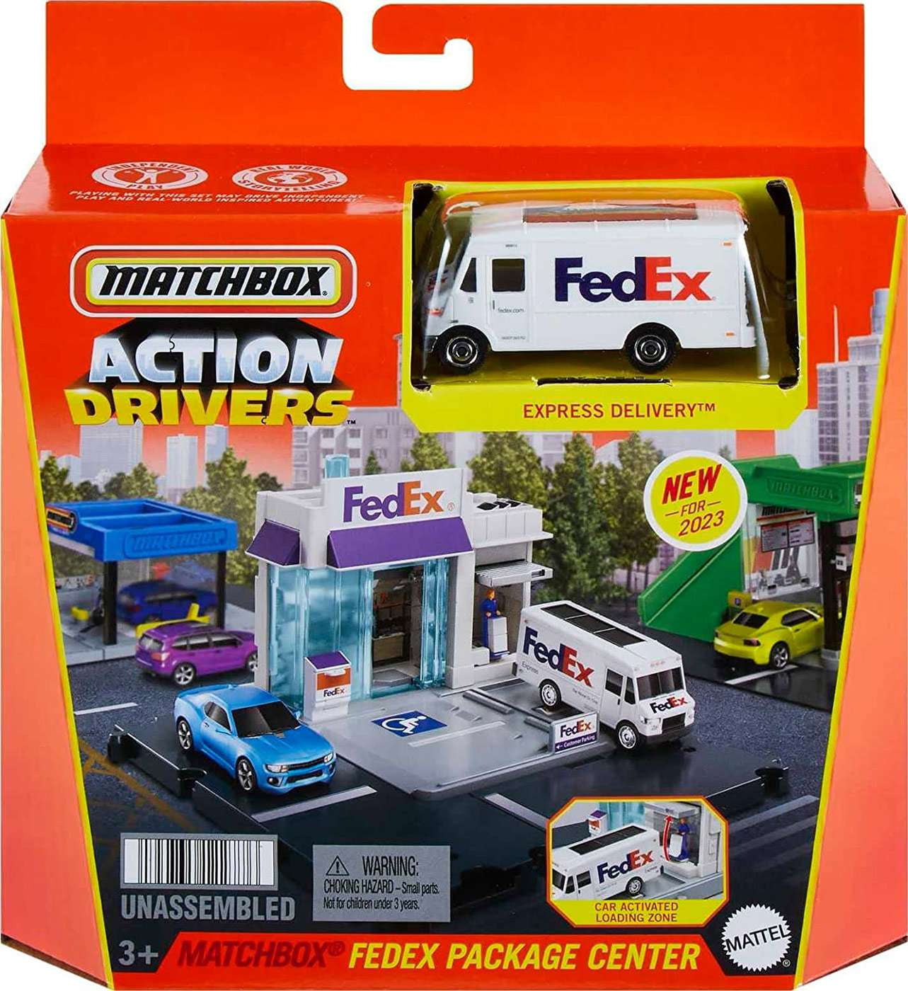 Matchbox Vehicle Playset FEDEX Package Center with Express Delivery Van ...