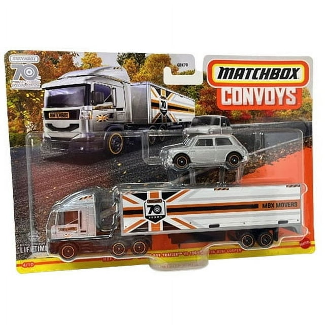 Mattel Matchbox Convoys Metal Vehicle MBX CABOVER and MBX BOX TRAILER w ...