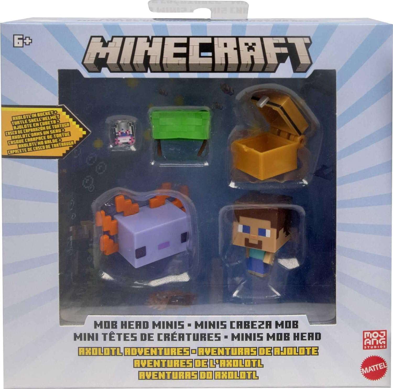 Mattel Minecraft Collectible Kids Steve Axolotl Action Figures, Plastic ...