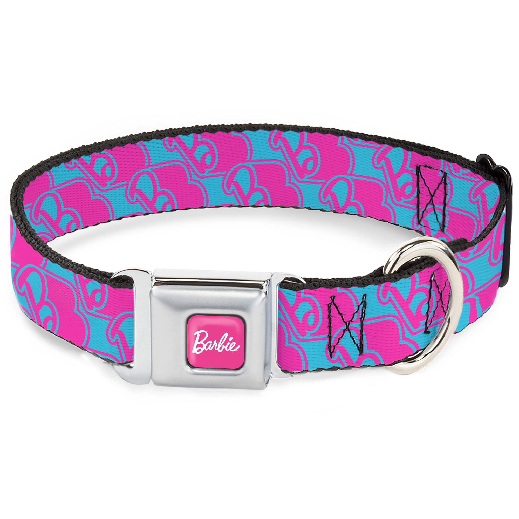 Mattel Pet Collar, Dog Collar Metal Seatbelt Buckle, Barbie B Icon Blue ...
