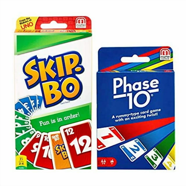 Mattel Phase 10 Card Game with Skip-Bo Card Game - Walmart Business ...
