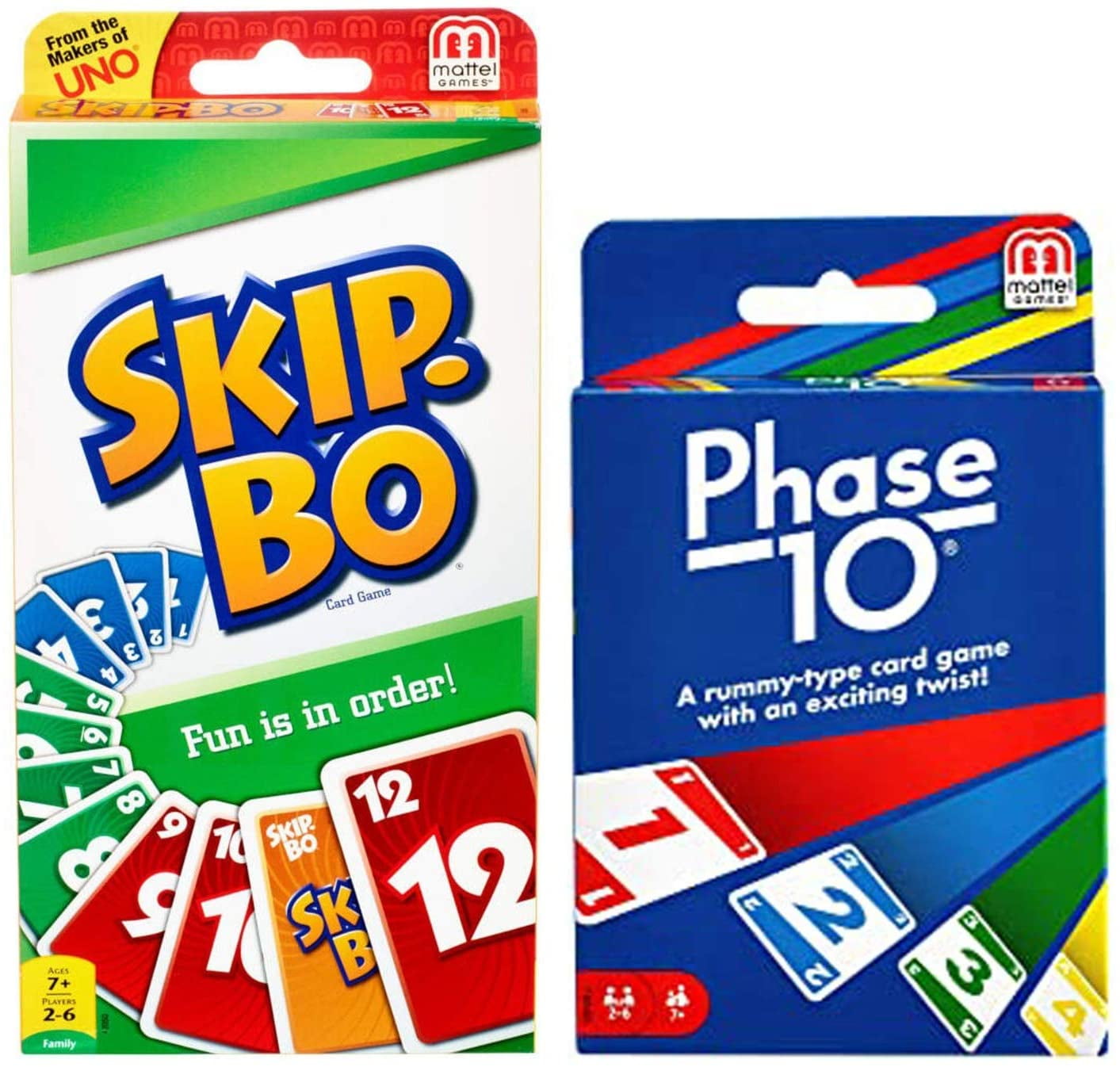 Mattel Phase 10 and Skip-Bo Card Game Set, Rummy Family Games ...